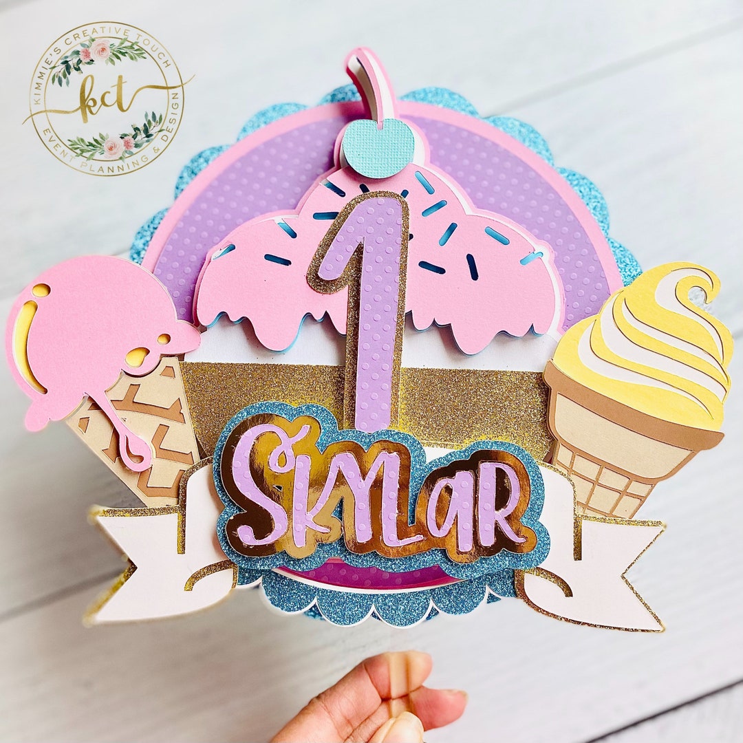 Ice Cream Cake Topper | Ice Cream Party Decor | Ice Cream Birthday ...