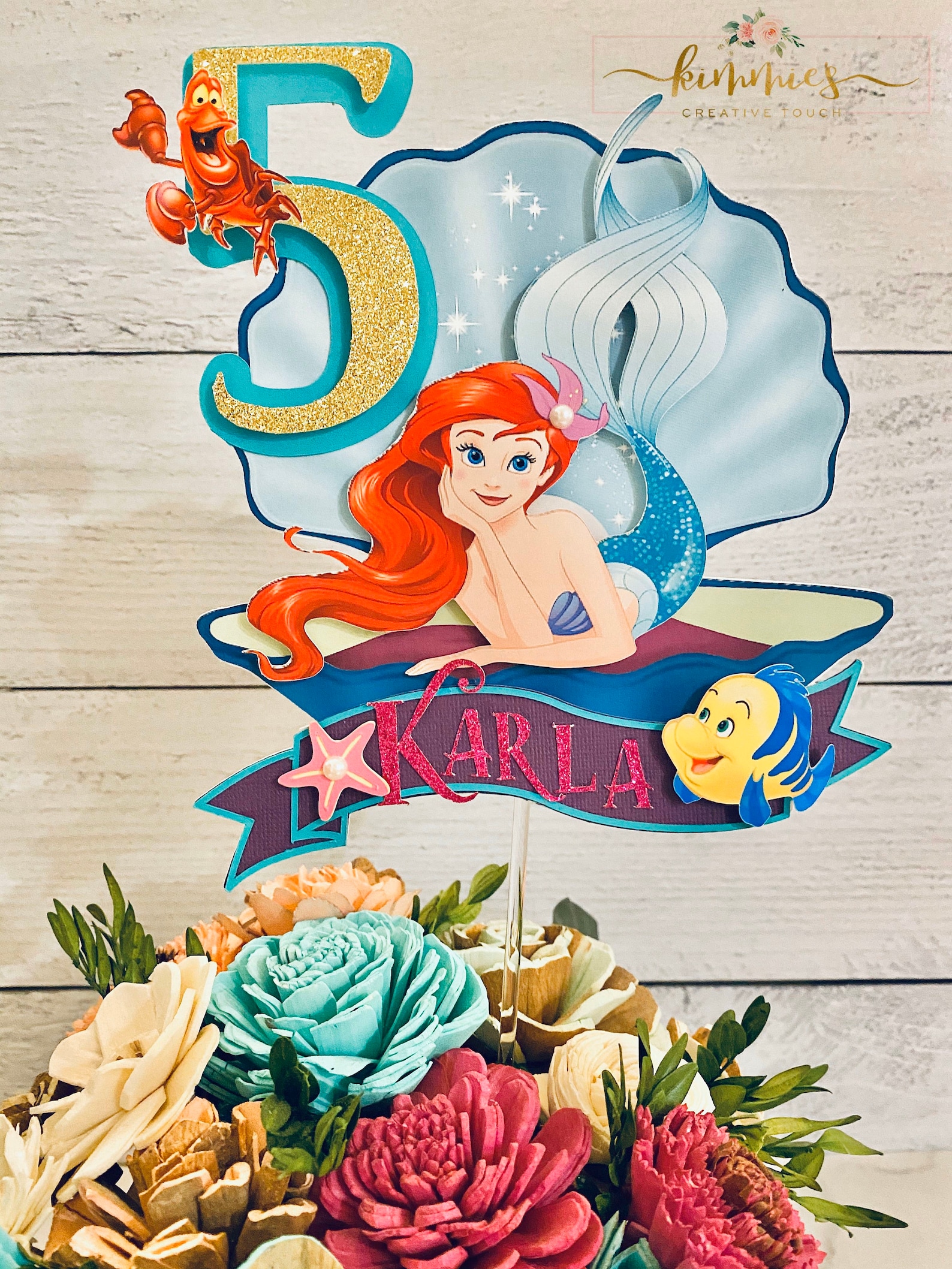 Little Mermaid Inspired Cake Topper Little Mermaid Party - Etsy