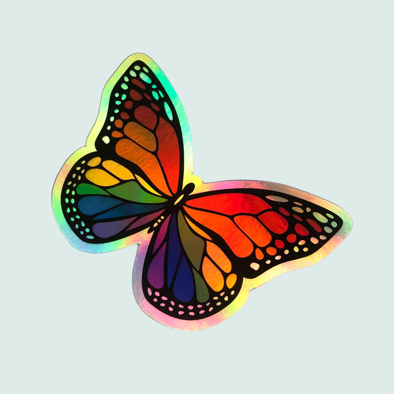 Rainbow Holographic Butterfly Sticker - Etsy