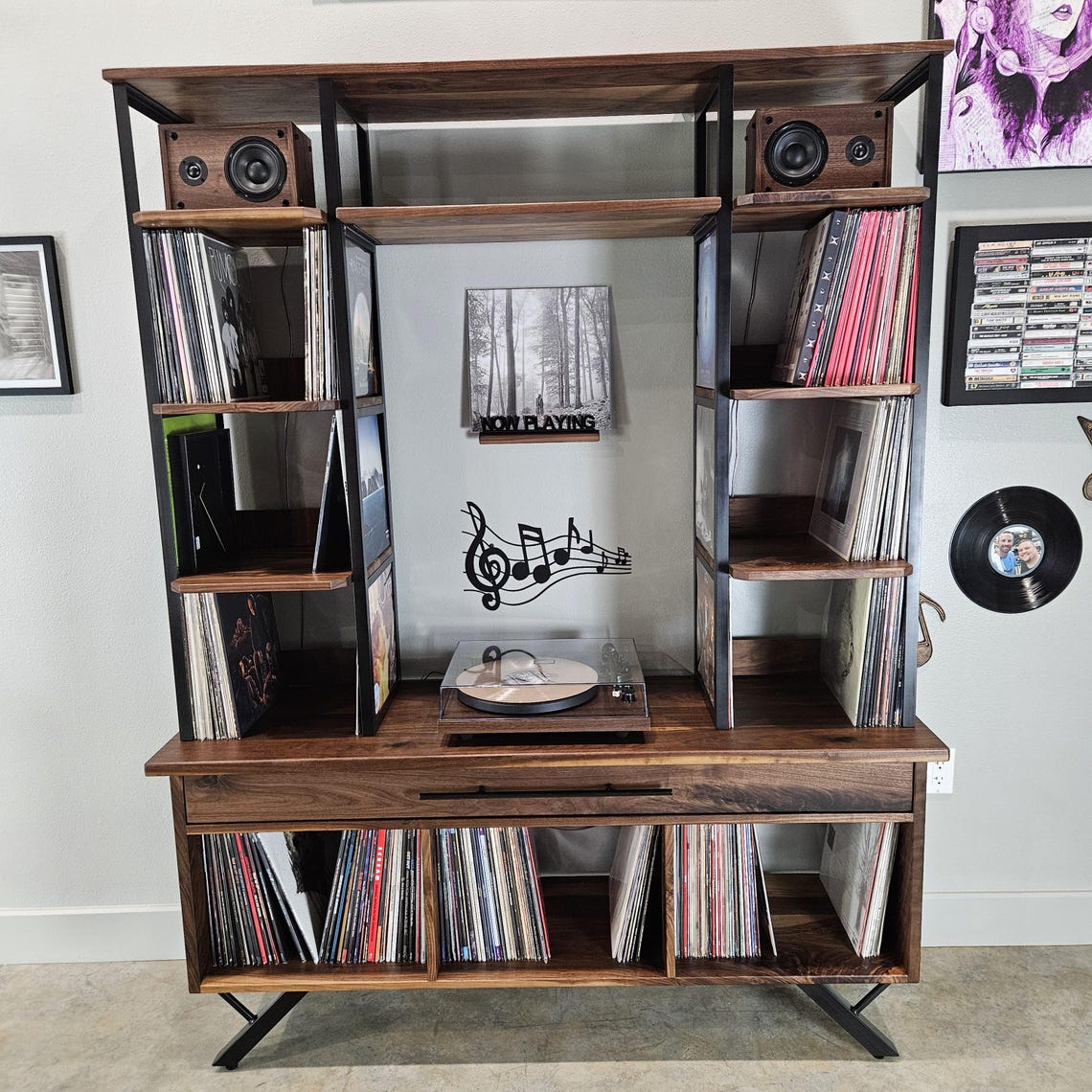 Media Console Record Storage, Vinyl Record Display Stand, Vinyl Album ...