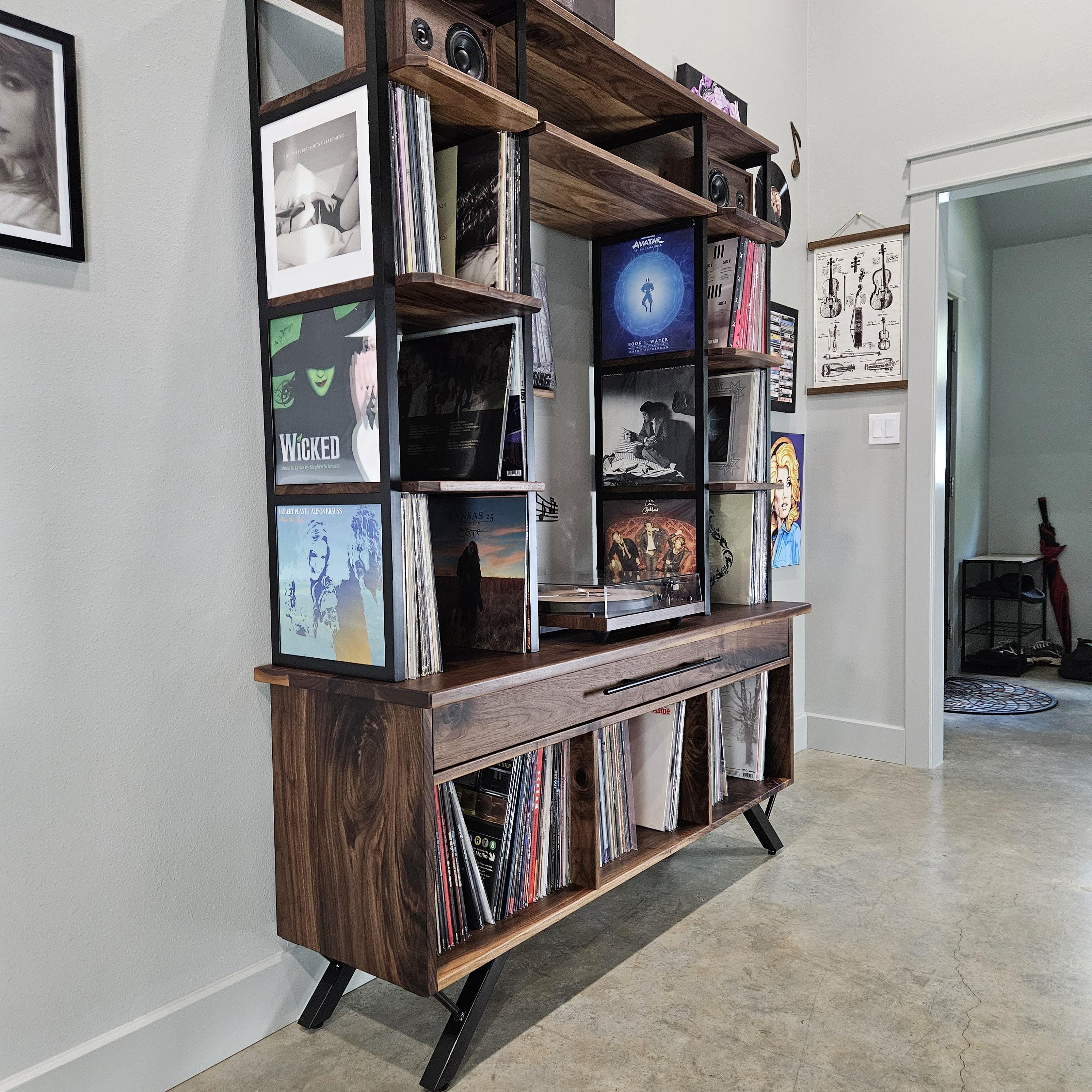 Media Console Record Storage, Vinyl Record Display Stand, Vinyl Album ...