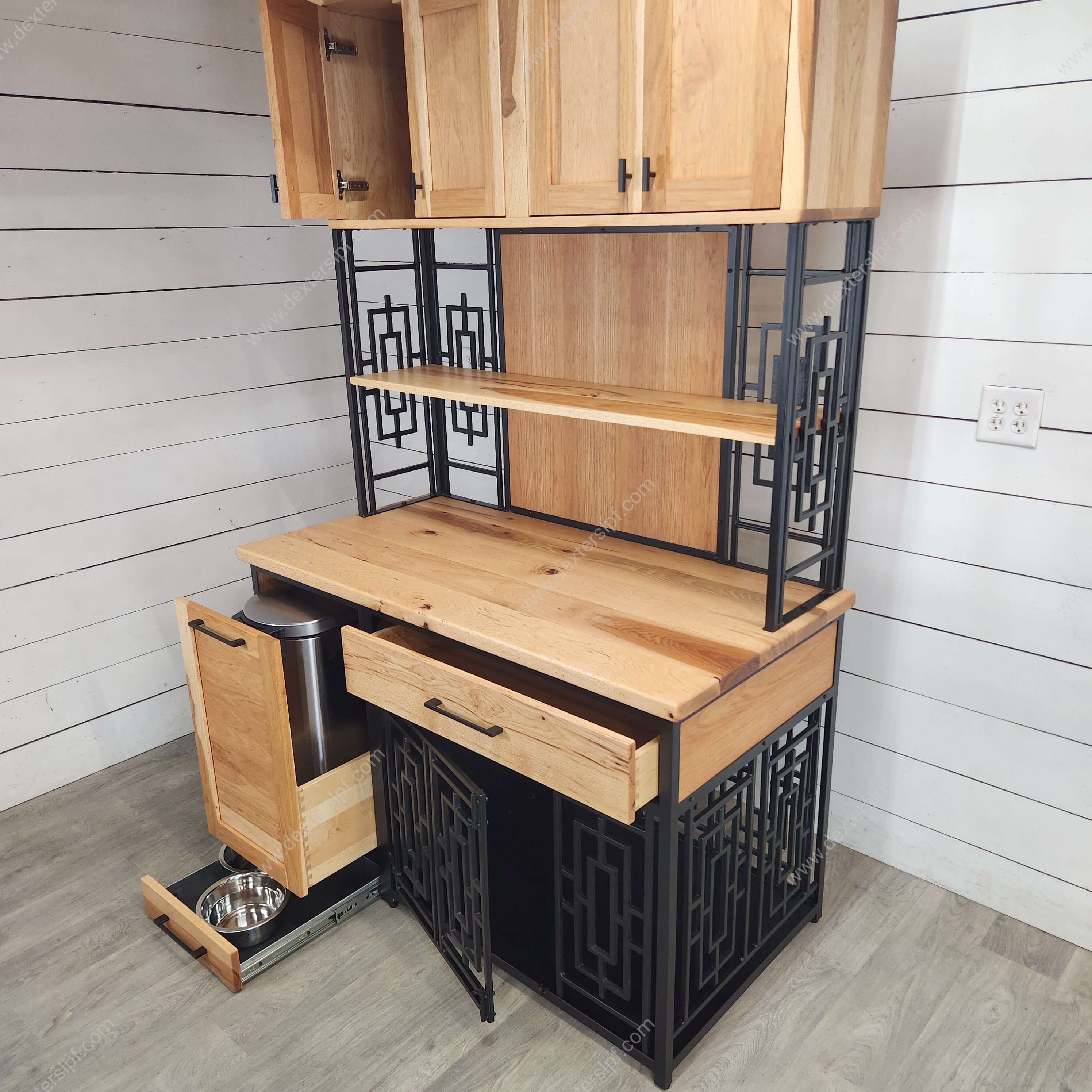 Daisy Large Pet Hutch , Custom Dog Feeding Station, Dog Crate Furniture ...