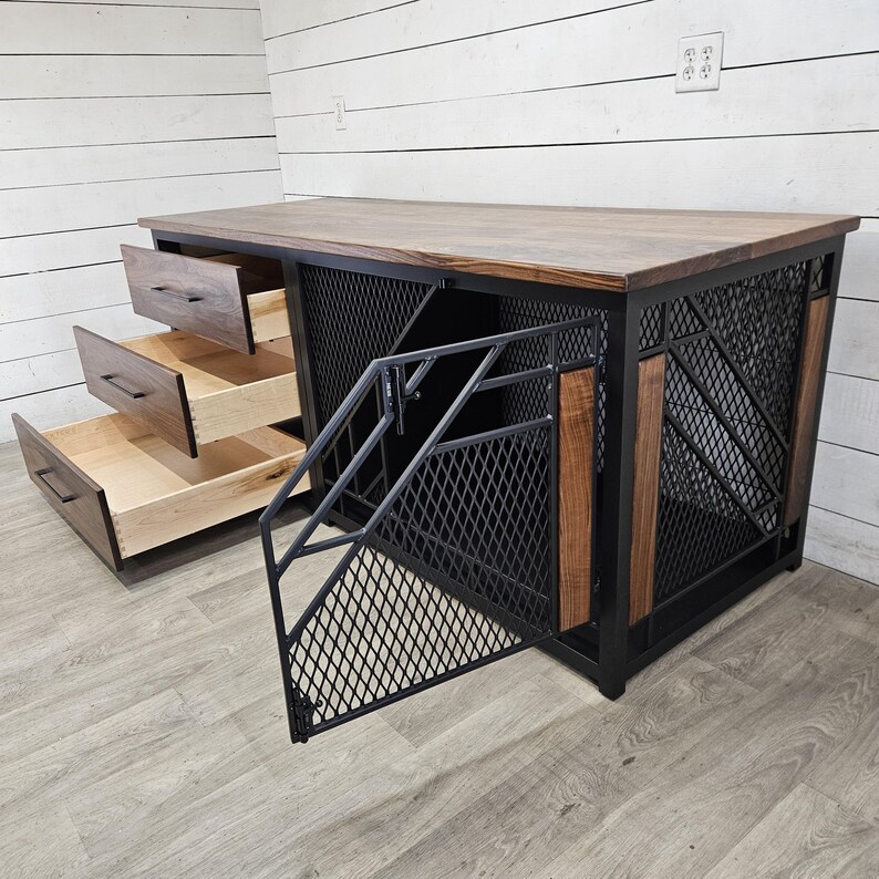 X-large Dog Crate Furniture | Remy Design Modern Black Walnut Kennel ...