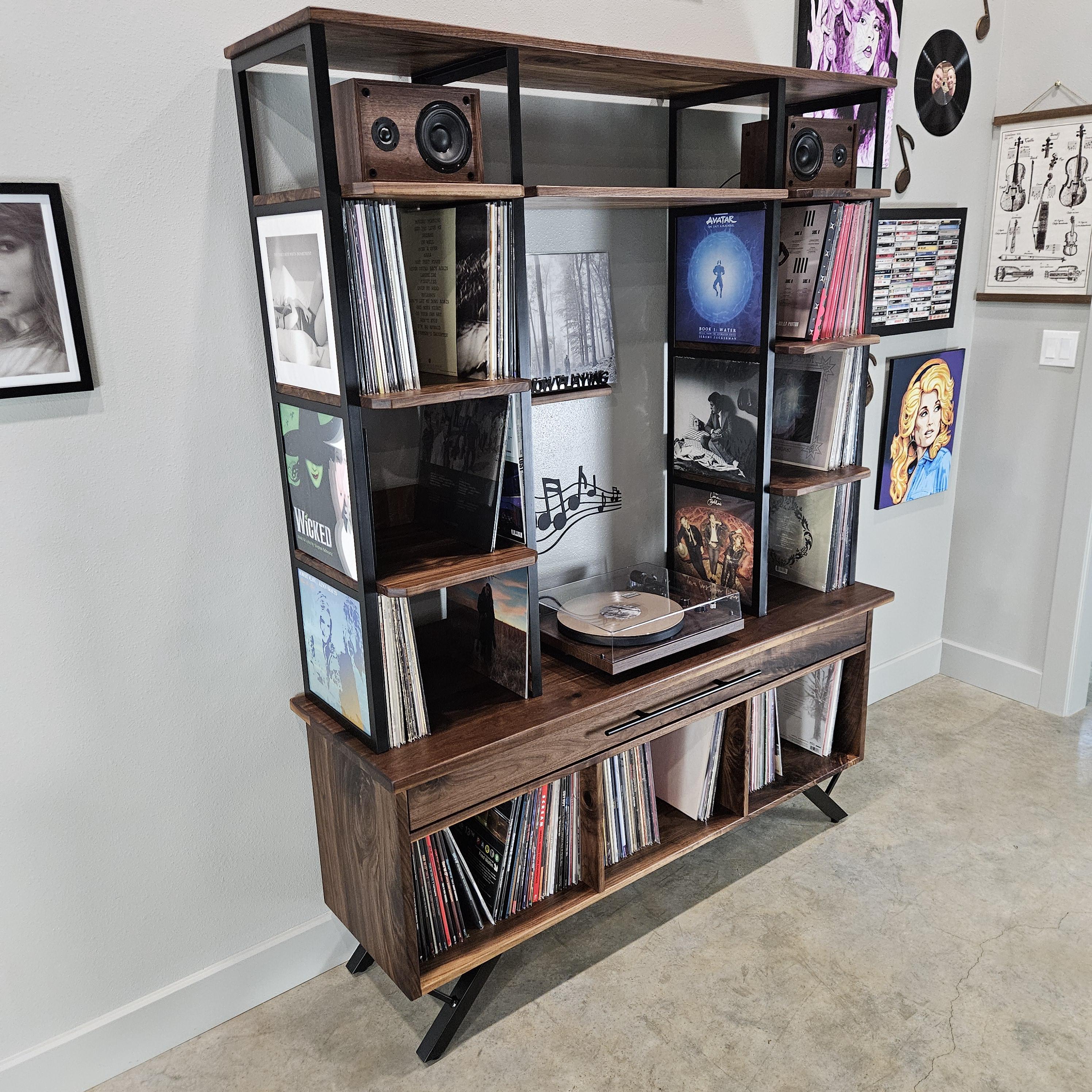 Media Console Record Storage, Vinyl Record Display Stand, Vinyl Album ...
