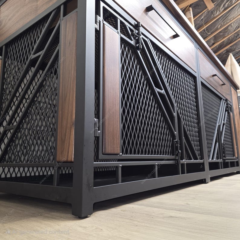Handcrafted Black Walnut Double Dog Crate | Remy Design | Modern ...