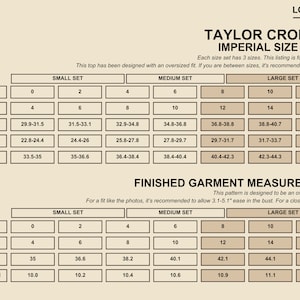Taylor Crop Top Easy Sewing Pattern, Large Set: Sizes US8-12, Digital ...