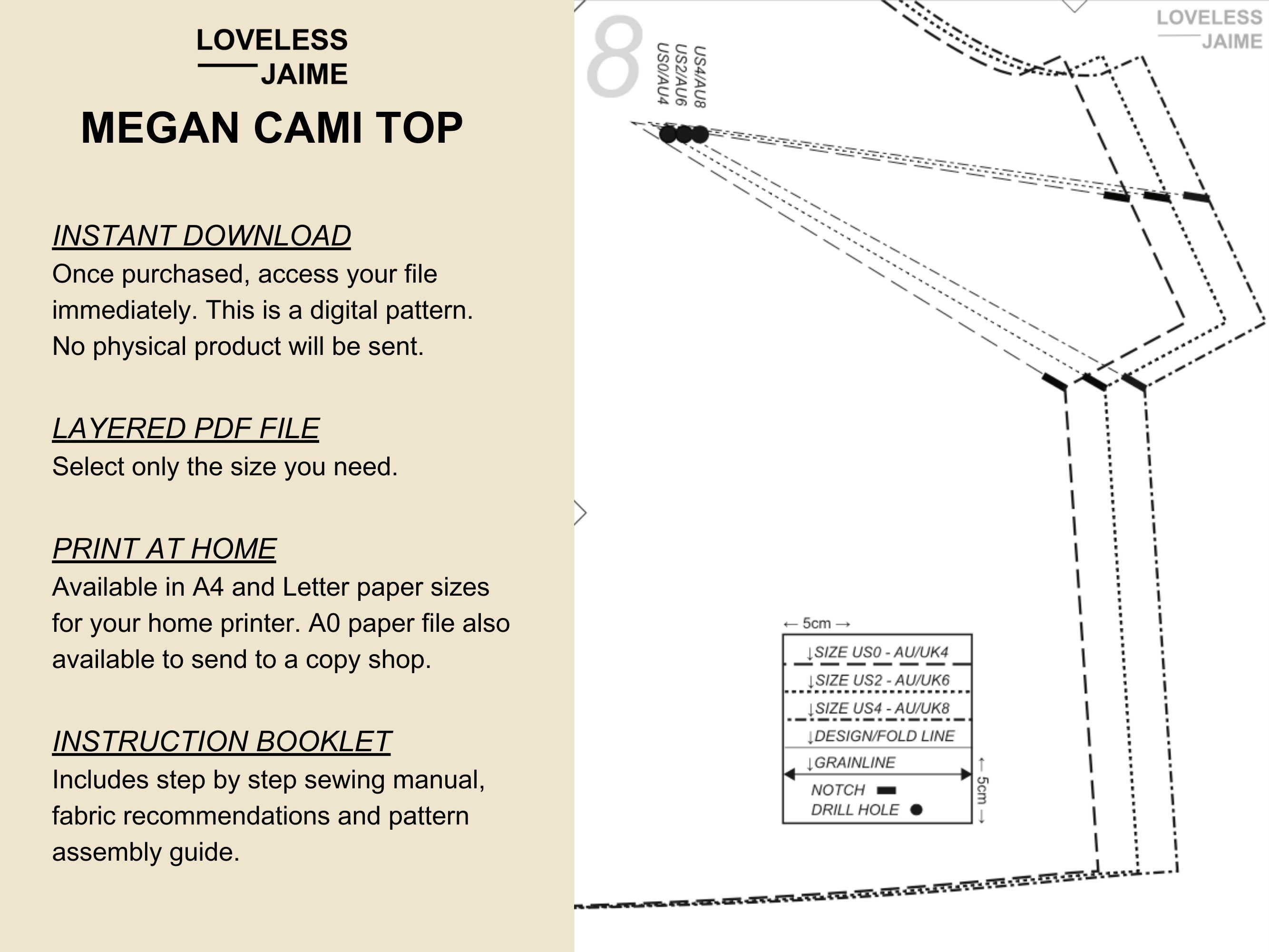 Megan Halter Blouse Sewing Pattern, Small Set: Sizes US0-US4, Womens ...