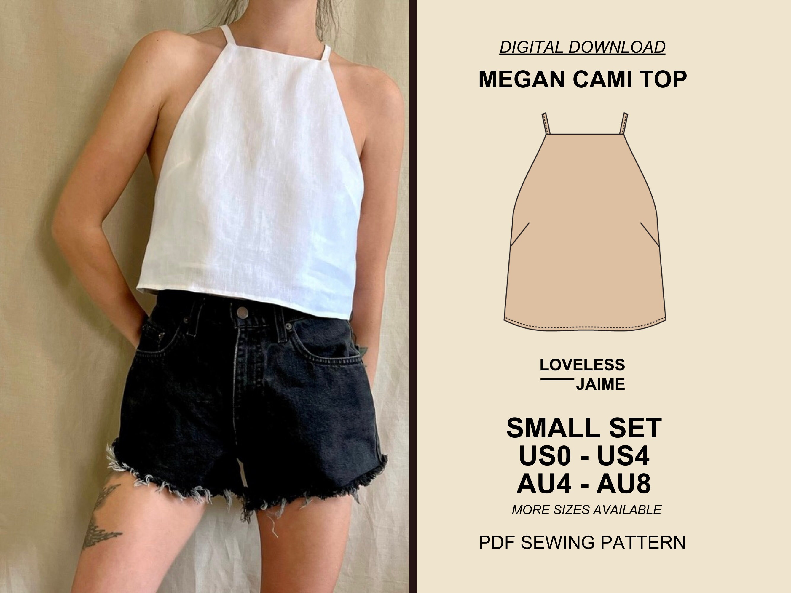 Megan Halter Blouse Sewing Pattern, Small Set: Sizes US0-US4, Womens ...