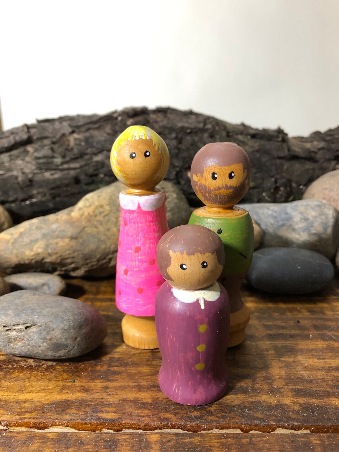 Custom Painted Peg Doll Family Montessori Toys Pretend Play - Etsy