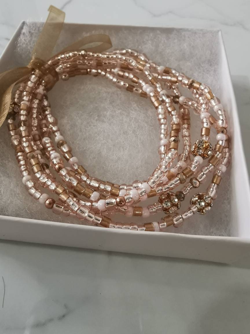 Blush Wrap Bracelet/necklace, Stretch Wrap Bracelet - Etsy