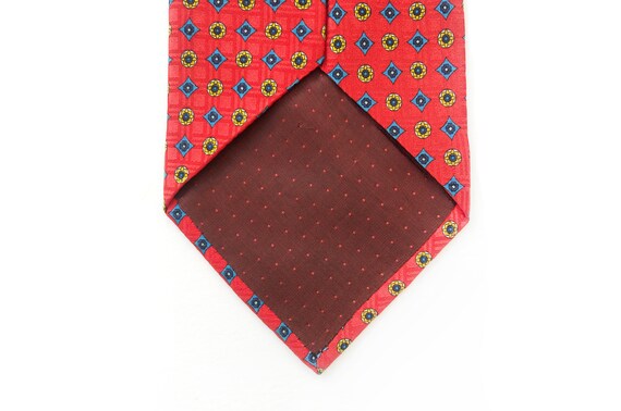 Red Italian Silk with Yellow and Blue Tie - Gem