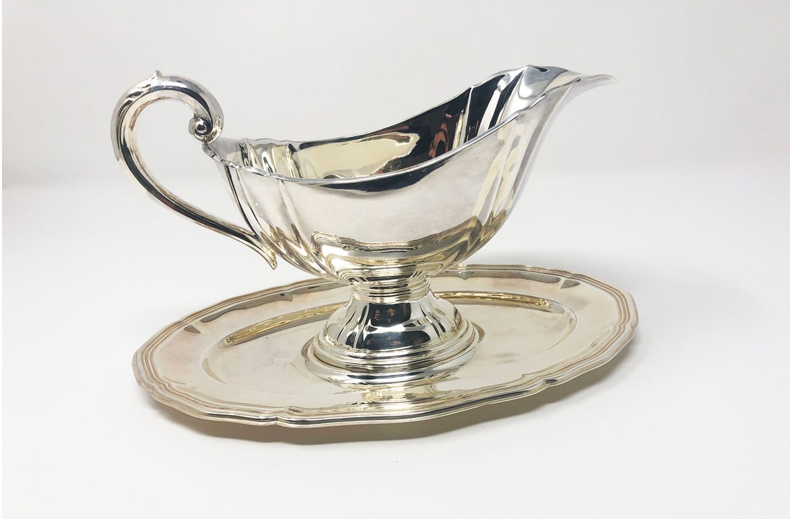 Alpaka Silver Plate Leaf-handled Gravy Boat W/leaf Scroll - Etsy