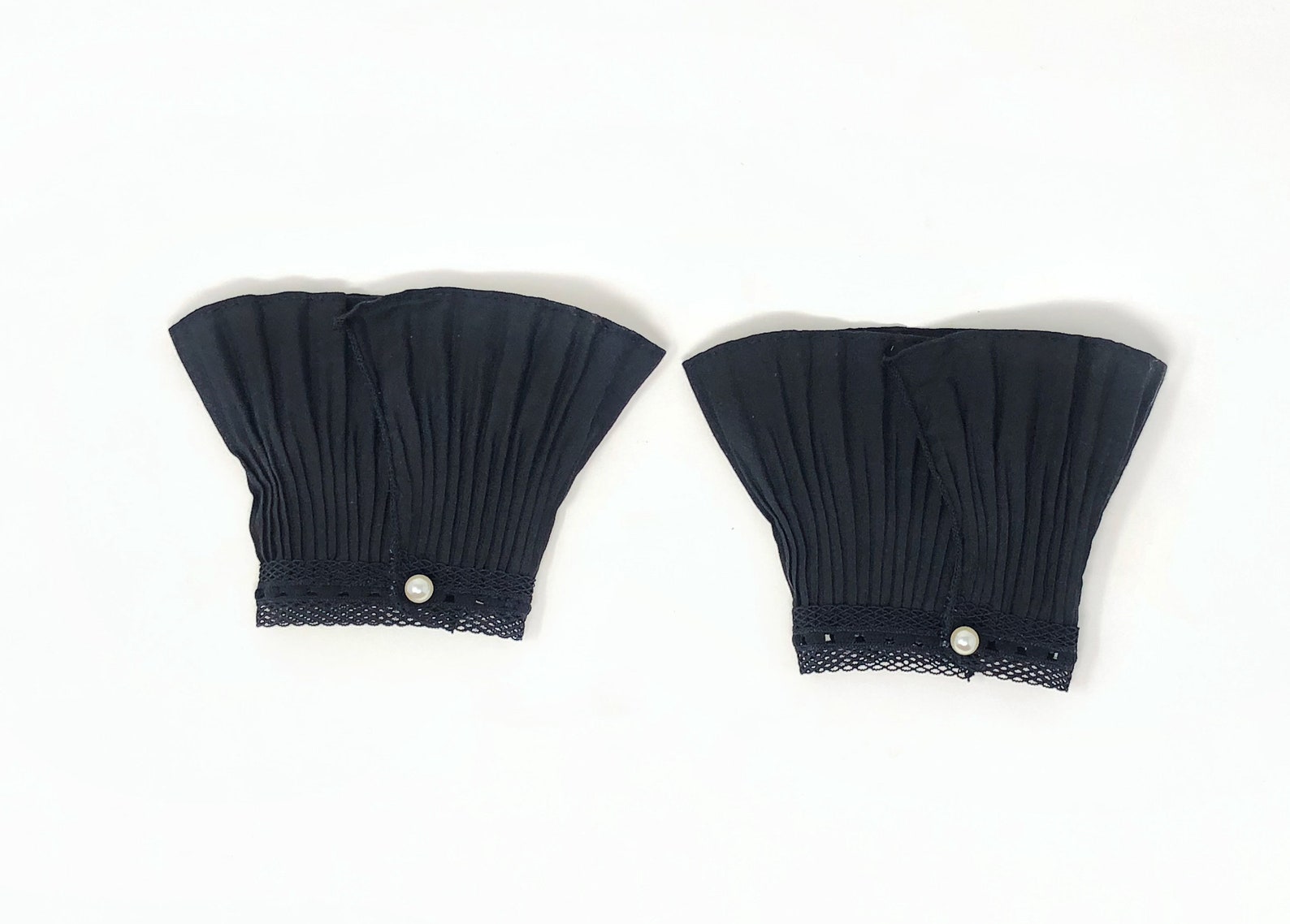 Black pleated cuffs or collar adjustable with button closure | Etsy