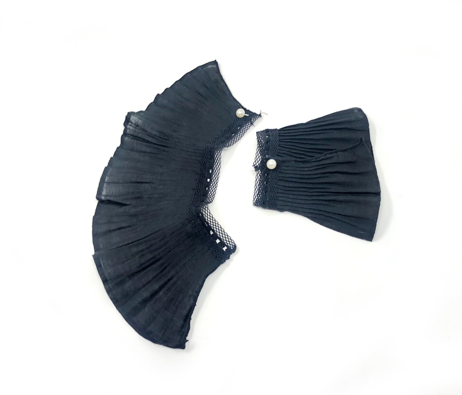 Black Pleated Cuffs or Collar, Adjustable With Button Closure - Etsy
