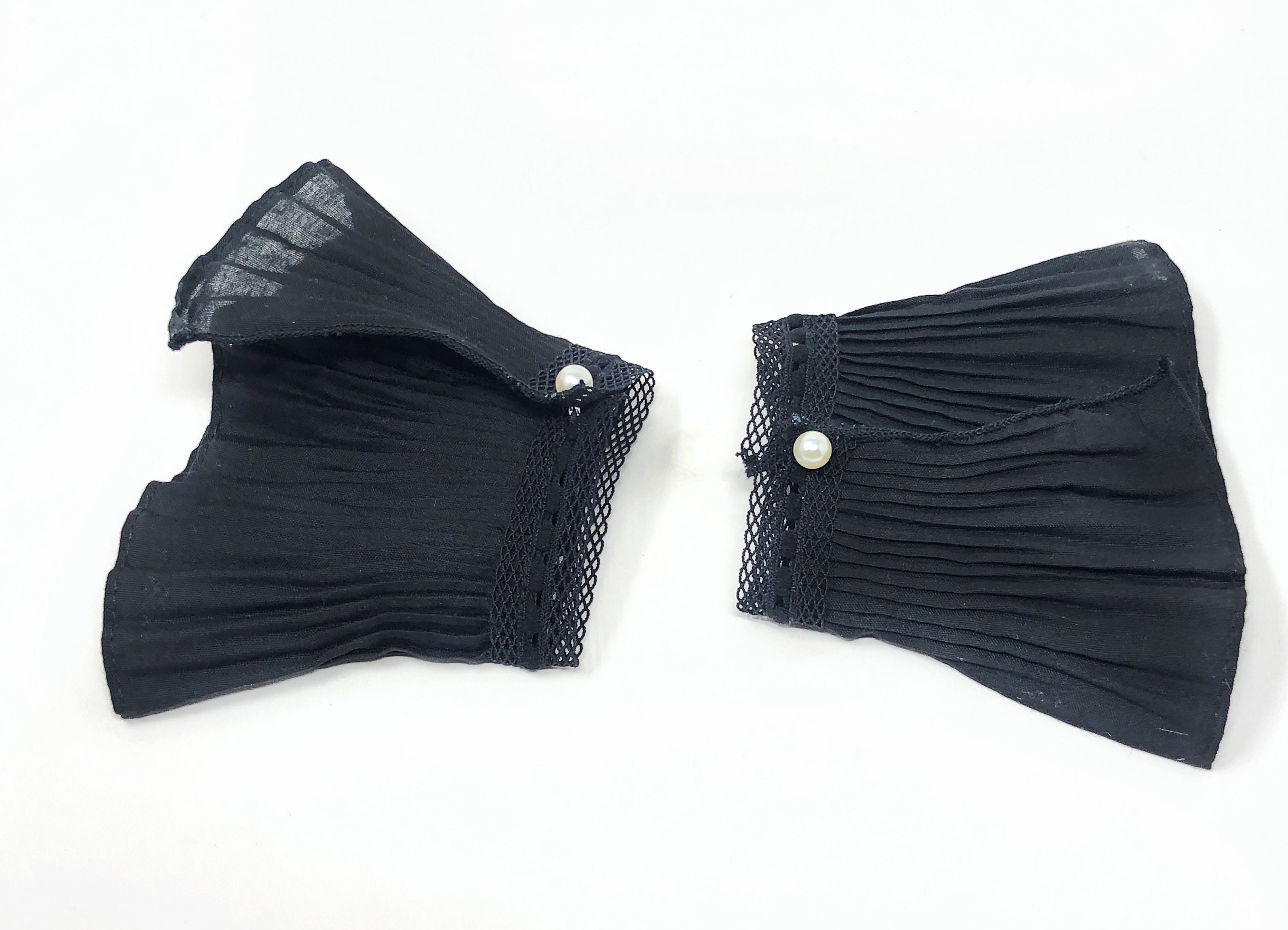 Black Pleated Cuffs or Collar Adjustable With Button Closure - Etsy