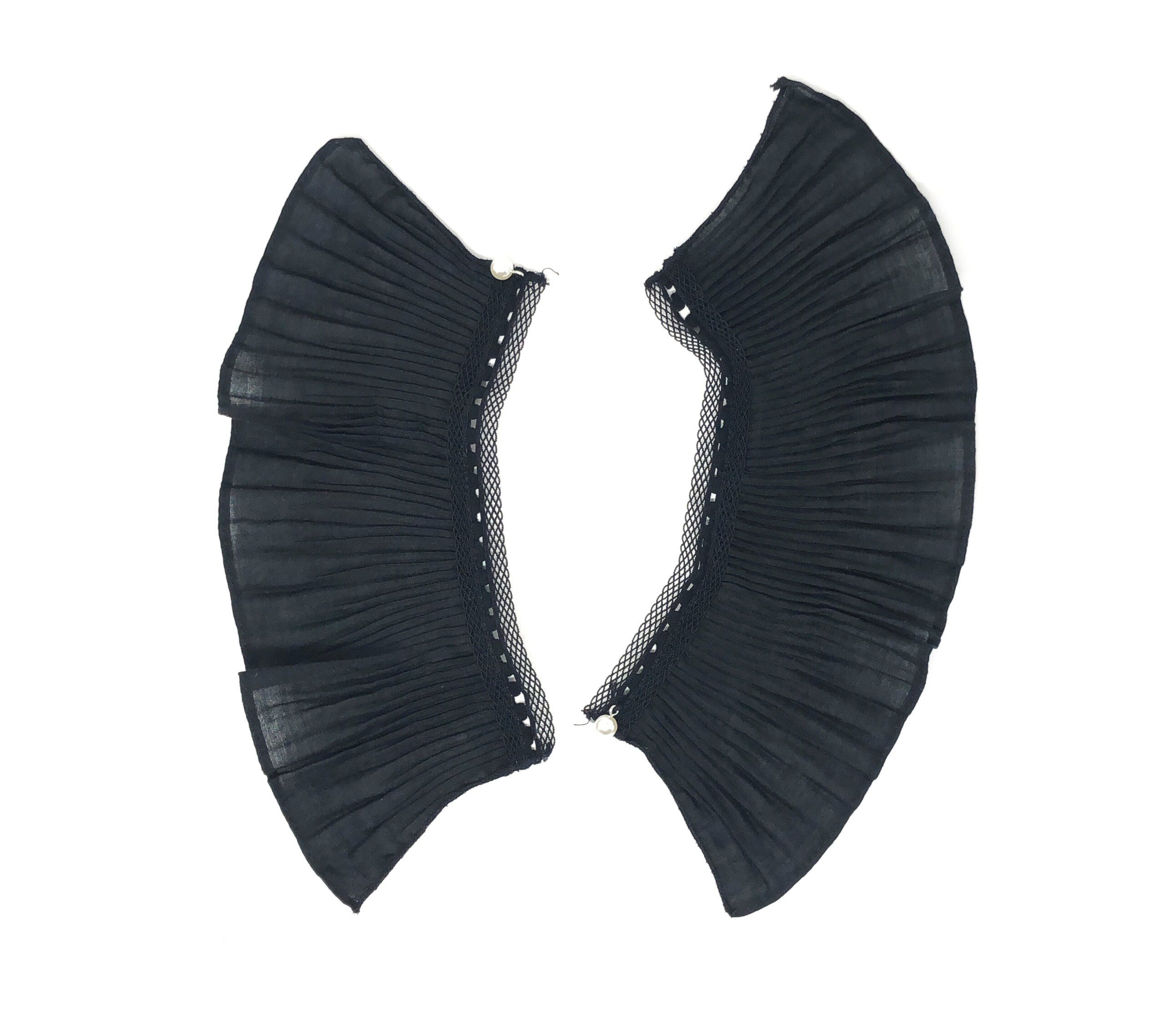 Black Pleated Cuffs or Collar, Adjustable With Button Closure - Etsy