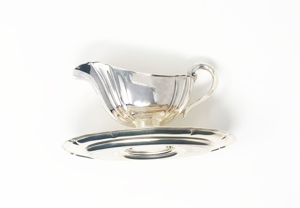 Alpaka Silver Plate Leaf-handled Gravy Boat W/leaf Scroll - Etsy