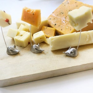 Vintage Napier Rhodium-plated Pewter Mouse Cheese Picks – Set of 8, Mid ...
