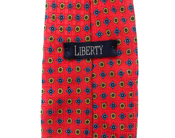 Red Italian Silk with Yellow and Blue Tie - Gem