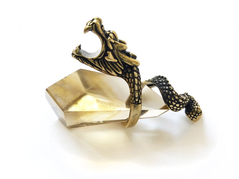 Bronze Dragon Ring Adjustable Size 5.5-6.5 Brass With Antique Finish - Etsy
