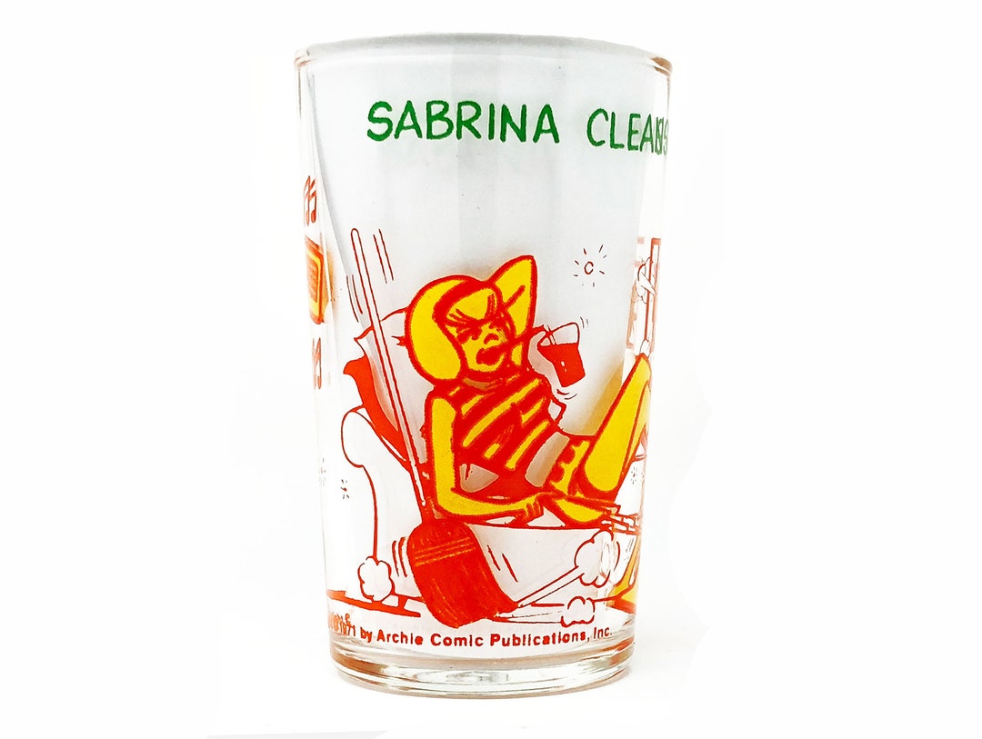Vintage 1971 Sabrina Cleans Her Room Glass - Archie Comics, Welch's ...