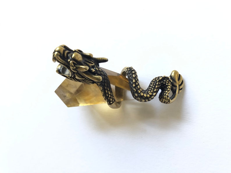 Bronze Dragon Ring Adjustable Size 5.5-6.5 Brass With Antique Finish - Etsy