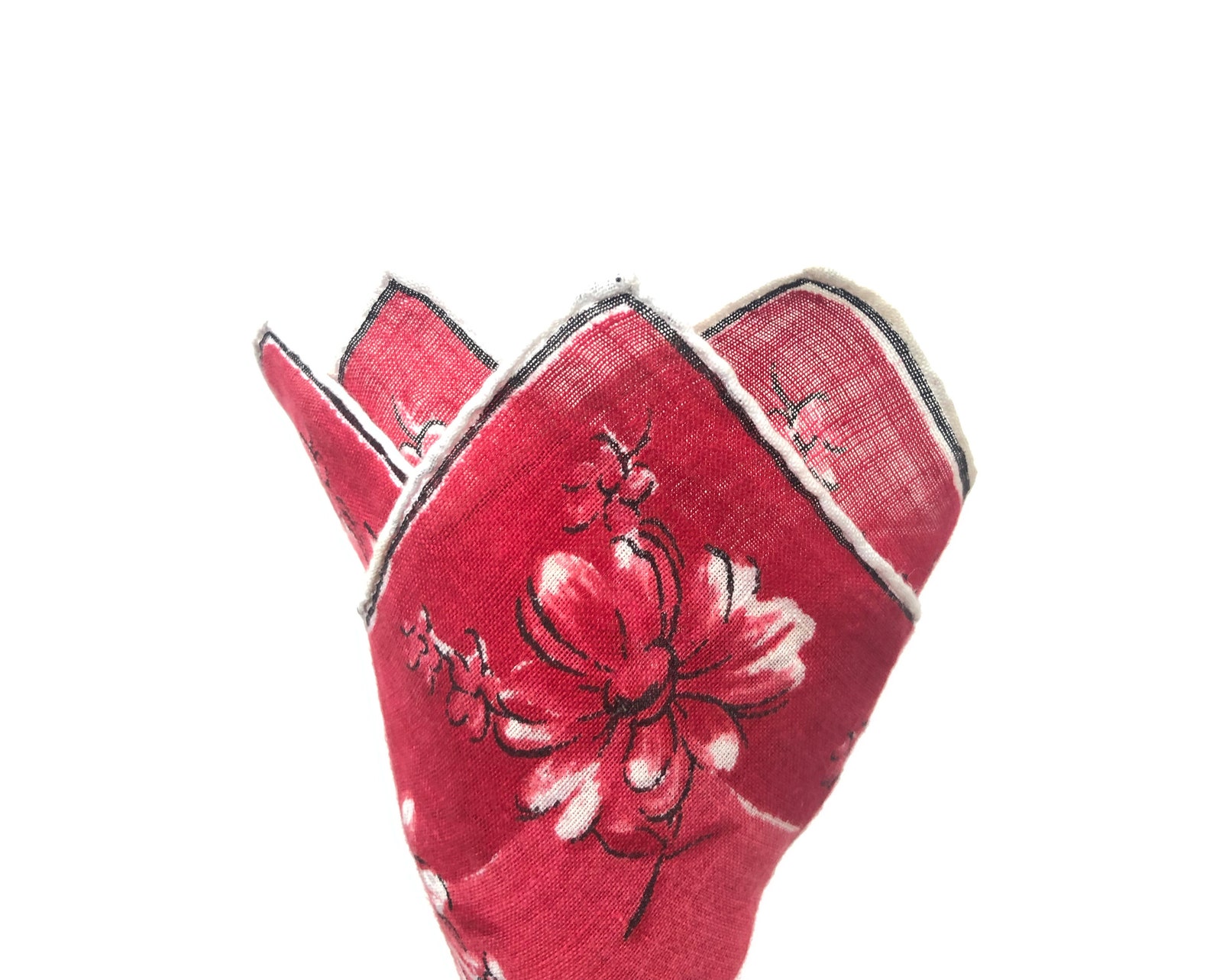 Red and White Cotton Pocket Square - Etsy