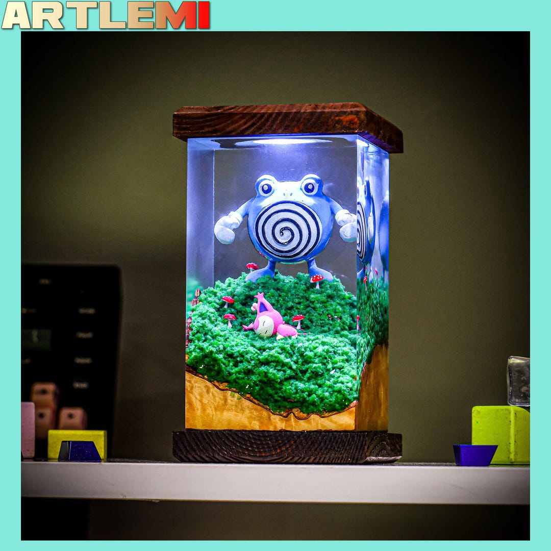 Poli,whirl and S,kitty PO.KEM,ON Epoxy Lamp Custom Pok.emo,n Resin Lamp ...