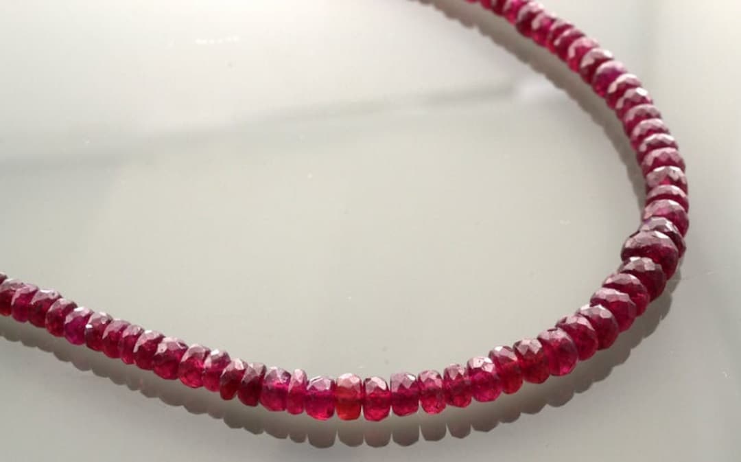 Natural Ruby Stone Necklace Faceted Roundel, Gemstone Ruby Necklace ...