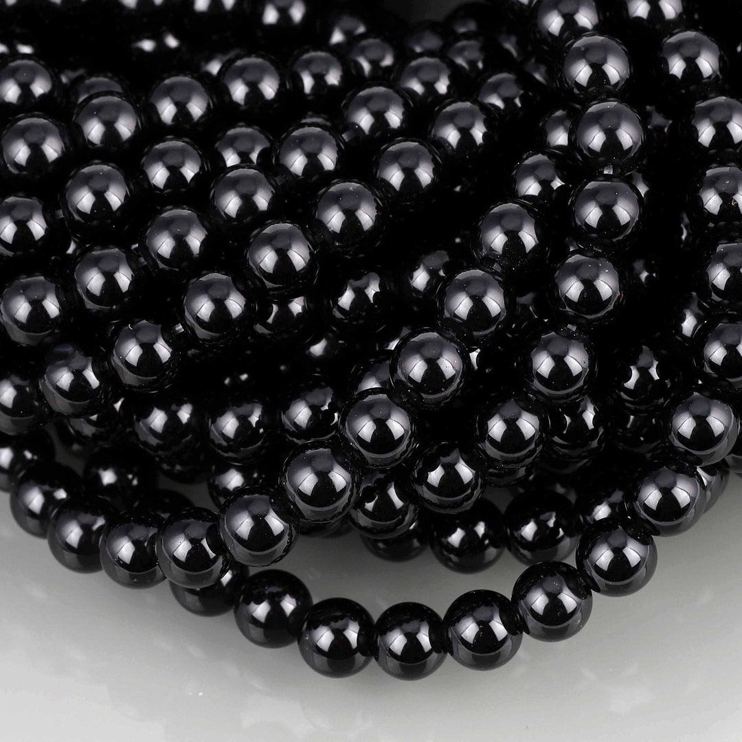 Black Onyx Round Stone Beads, Stone Beads Black Onyx Smooth Round ...