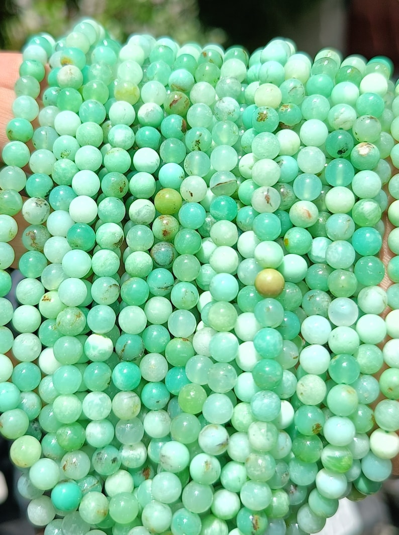 100%natural Chrysoprase Stone, Smooth Round Chrysoprase Beads Green ...