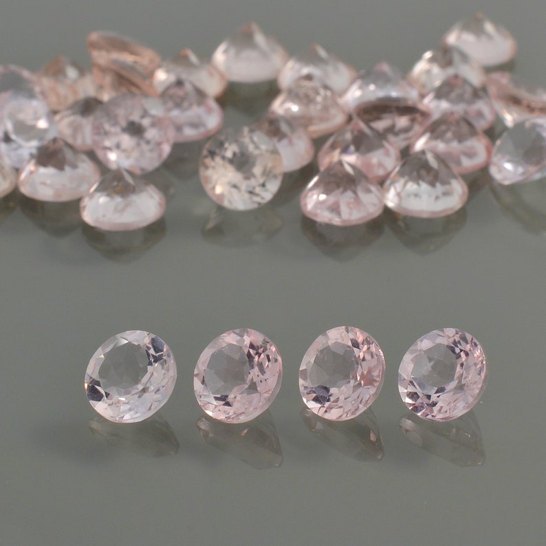 Faceted Morganite Stone Round MM Size Morganite Gemstone - Etsy