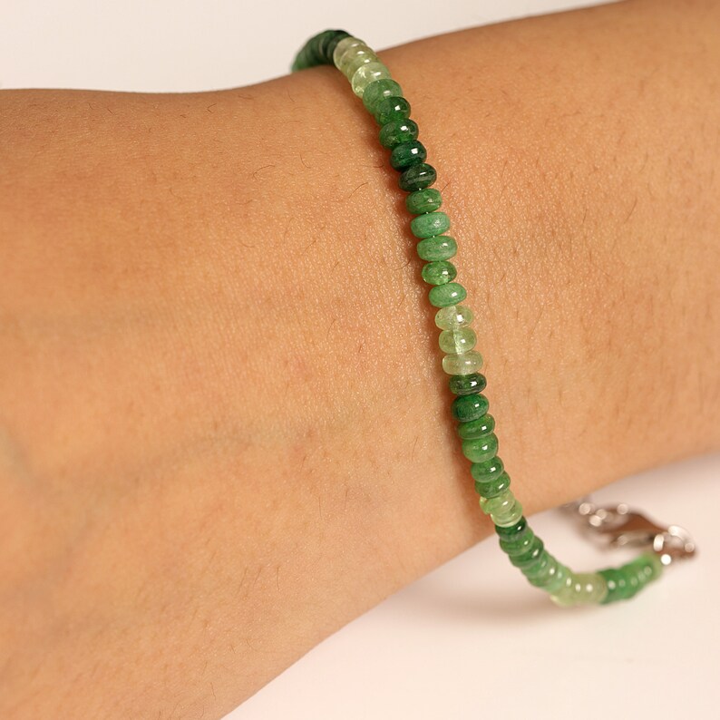 Smooth Tsavorite Bracelet Shaded Tsavorite Stacking Bracelet | Etsy