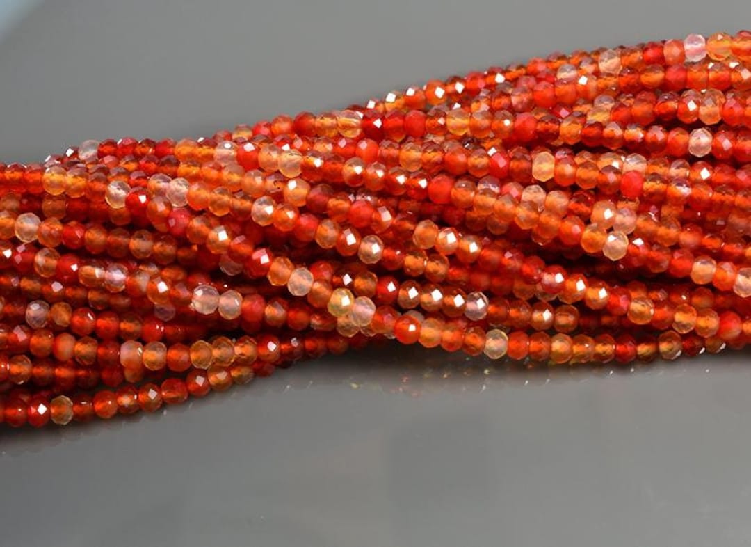 AAA Quality Carnelian Beads Faceted, Wholesale Carnelian Beads Strand 4 ...