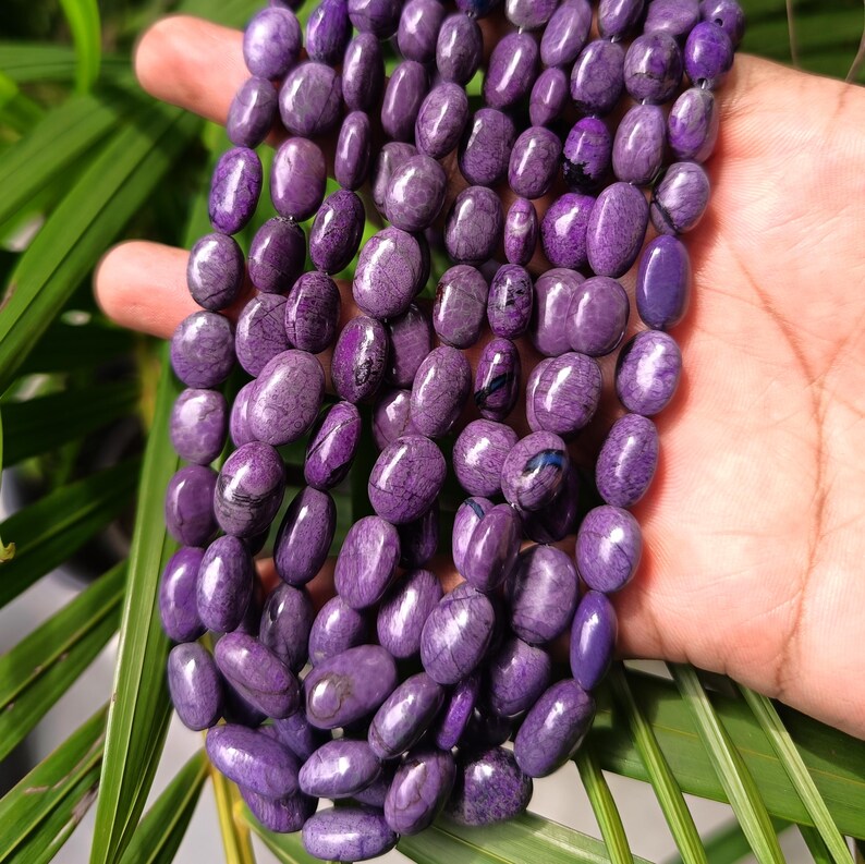 Natural Sugilite Stone Beads, Smooth Oval Sugilite Gemstone Beads ...