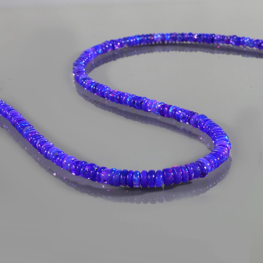Natural Ethiopian Blue Opal Stone / Roundel Opal Necklace / Opal Stone ...