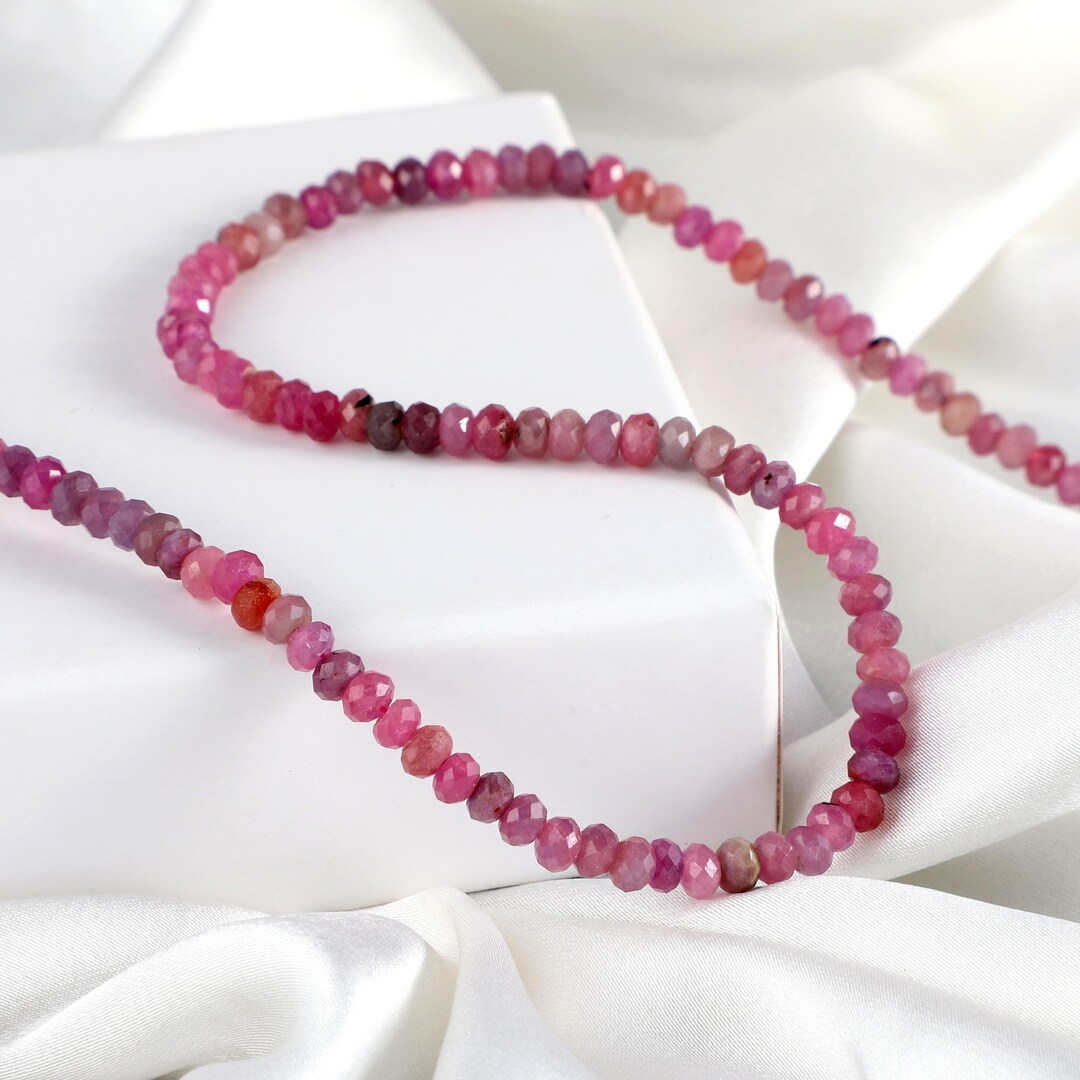 100%natural Ruby Stone Beads Necklace , Pink Ruby Stone Beaded Necklace ...