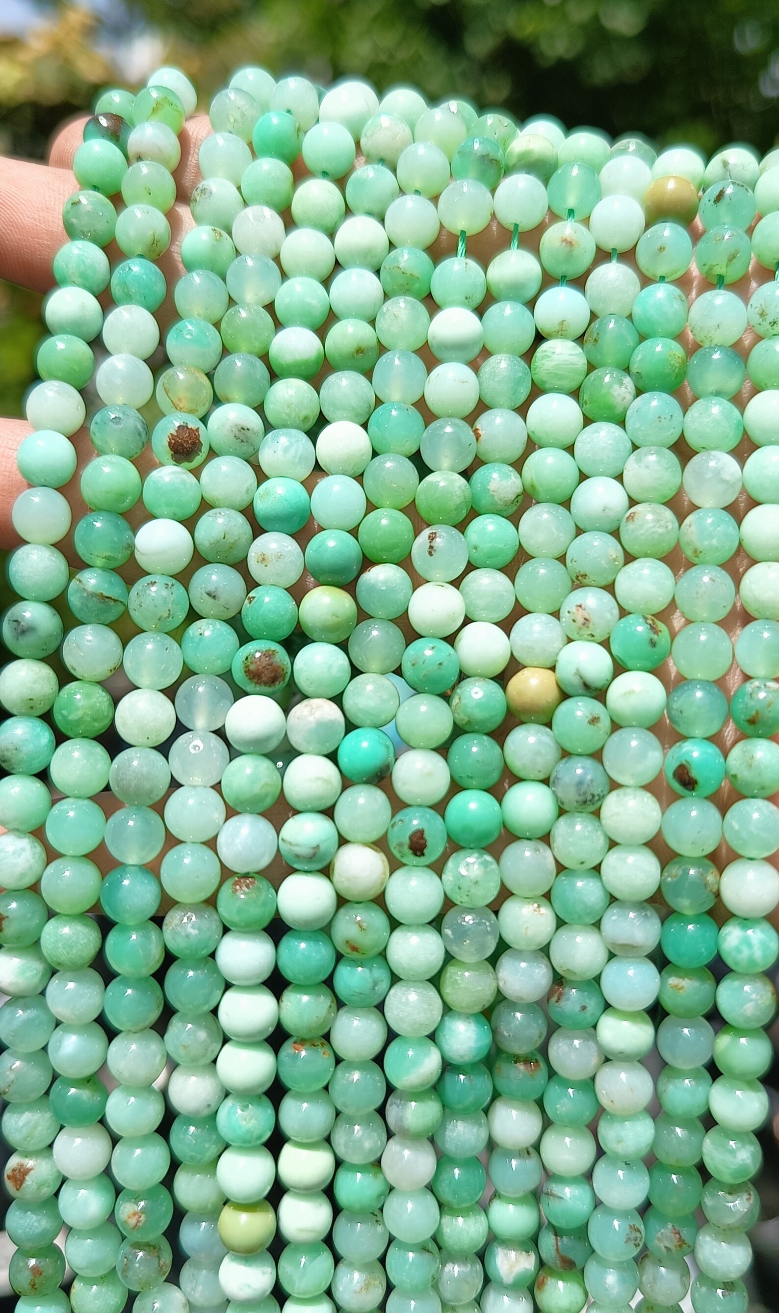 100%natural Chrysoprase Stone, Smooth Round Chrysoprase Beads Green ...