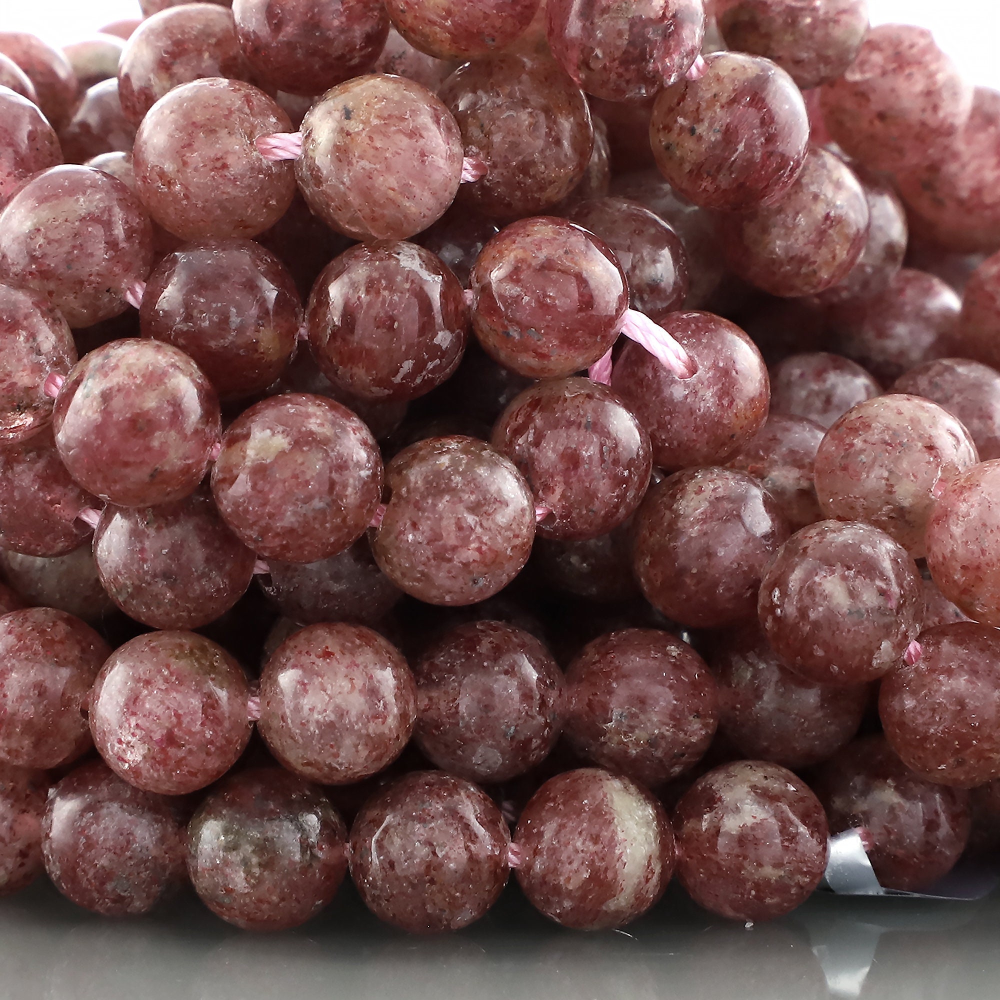 Strawberry Quartz Round Stone Beads, Gemstone Strawberry Quartz Strand ...