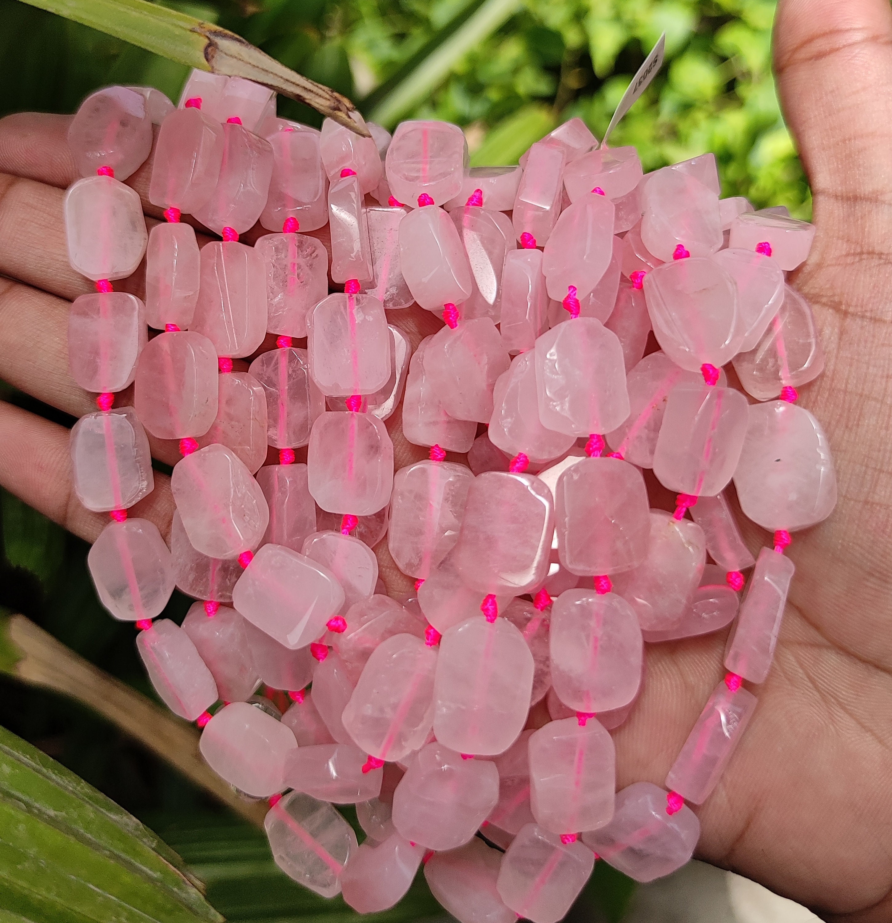 Rectangle Rose Quartz Stone, Natural Rose Quartz Bead, Rose Quartz ...