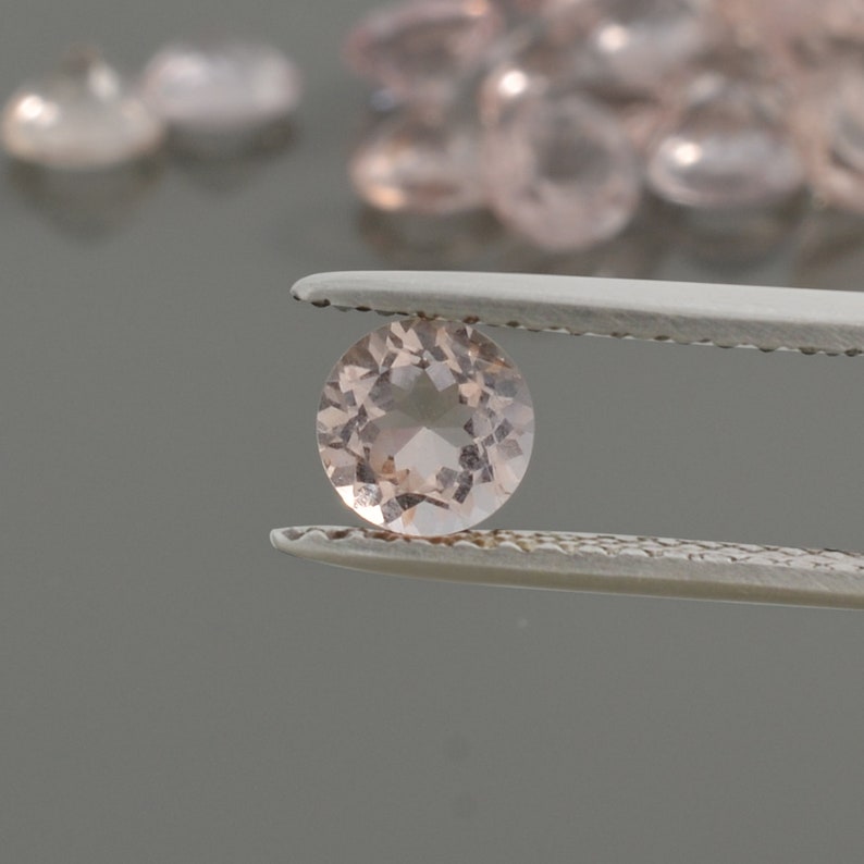 Faceted Morganite Stone Round MM Size Morganite Gemstone - Etsy