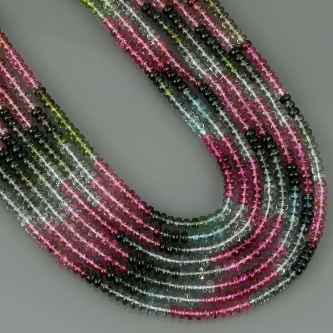 Beads Multi Tourmaline Gemstone Smooth Multi Tourmaline Stone Strand ...