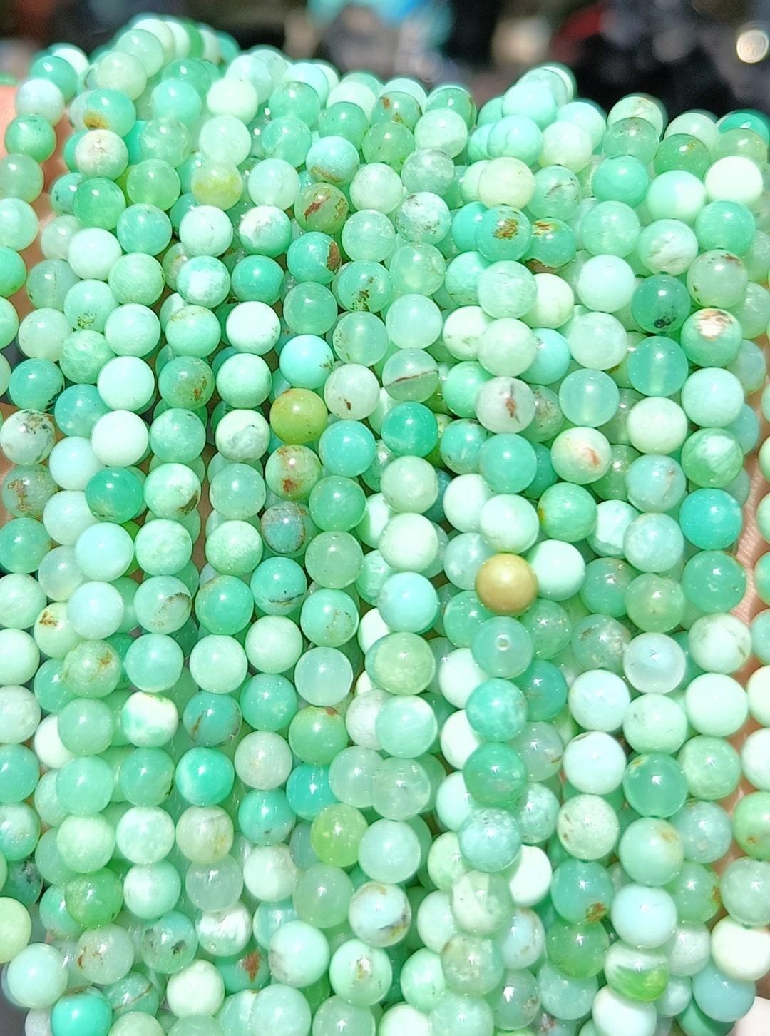 100%natural Chrysoprase Stone, Smooth Round Chrysoprase Beads Green ...