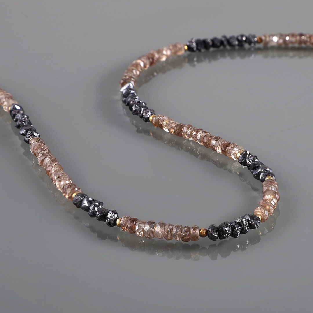 100%natural Diamond Stone Necklace Raw Diamond Necklace Black Diamond ...