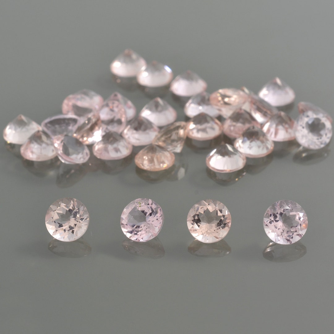 Faceted Morganite Stone Round, MM Size Morganite Gemstone Making ...