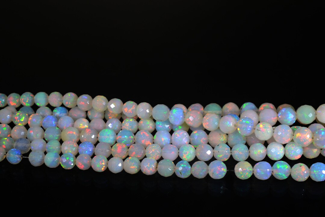 Genuine Opal Stone Faceted Round Beads, Ethiopian Opal Stone Beads ...