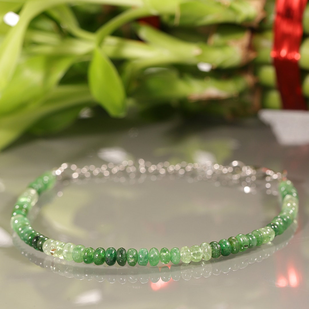 Smooth Tsavorite Bracelet Shaded Tsavorite Stacking Bracelet - Etsy
