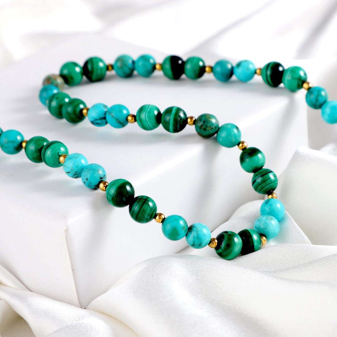 Natural Malachite Necklace - Natural Turquoise Necklace , Multi Stone ...