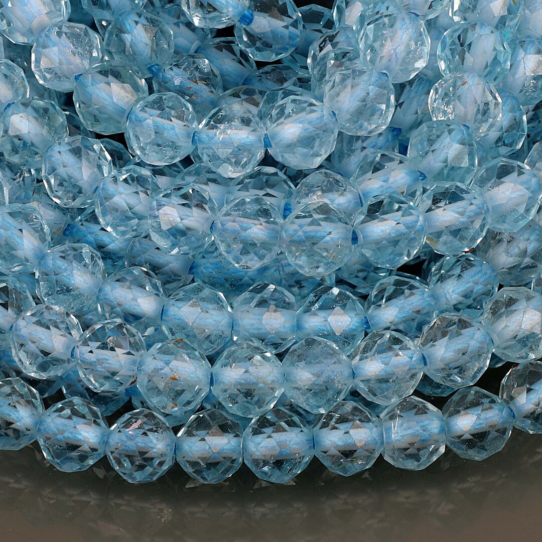 Faceted Round Blue Topaz Stone Beads, Blue Topaz Gemstone Strand ...