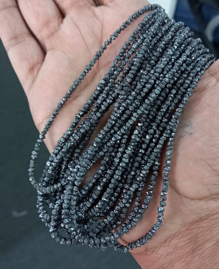 Natural Black Diamond Beads Handmade Beads Diamond Stone | Etsy